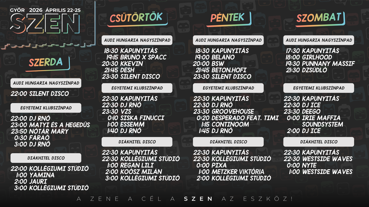 Győri SZEN fesztivál fellépői, részletes lista a sztárokról - galériák ...